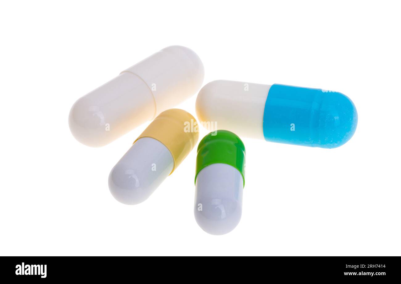 medical capsules isolated on white background Stock Photo - Alamy