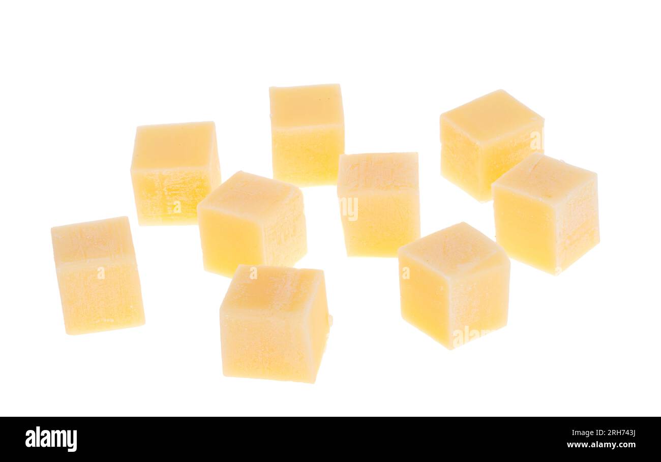cheese cubes isolated on white background Stock Photo - Alamy