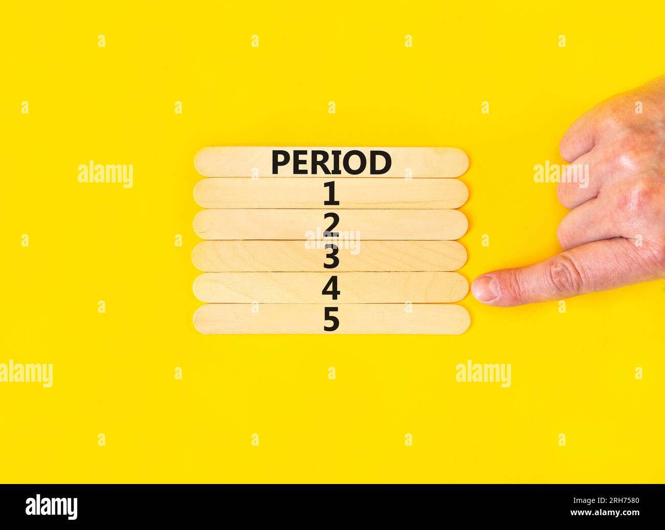 Time to period 4 symbol. Concept word Period 1 2 3 4 5 on wooden sticks ...