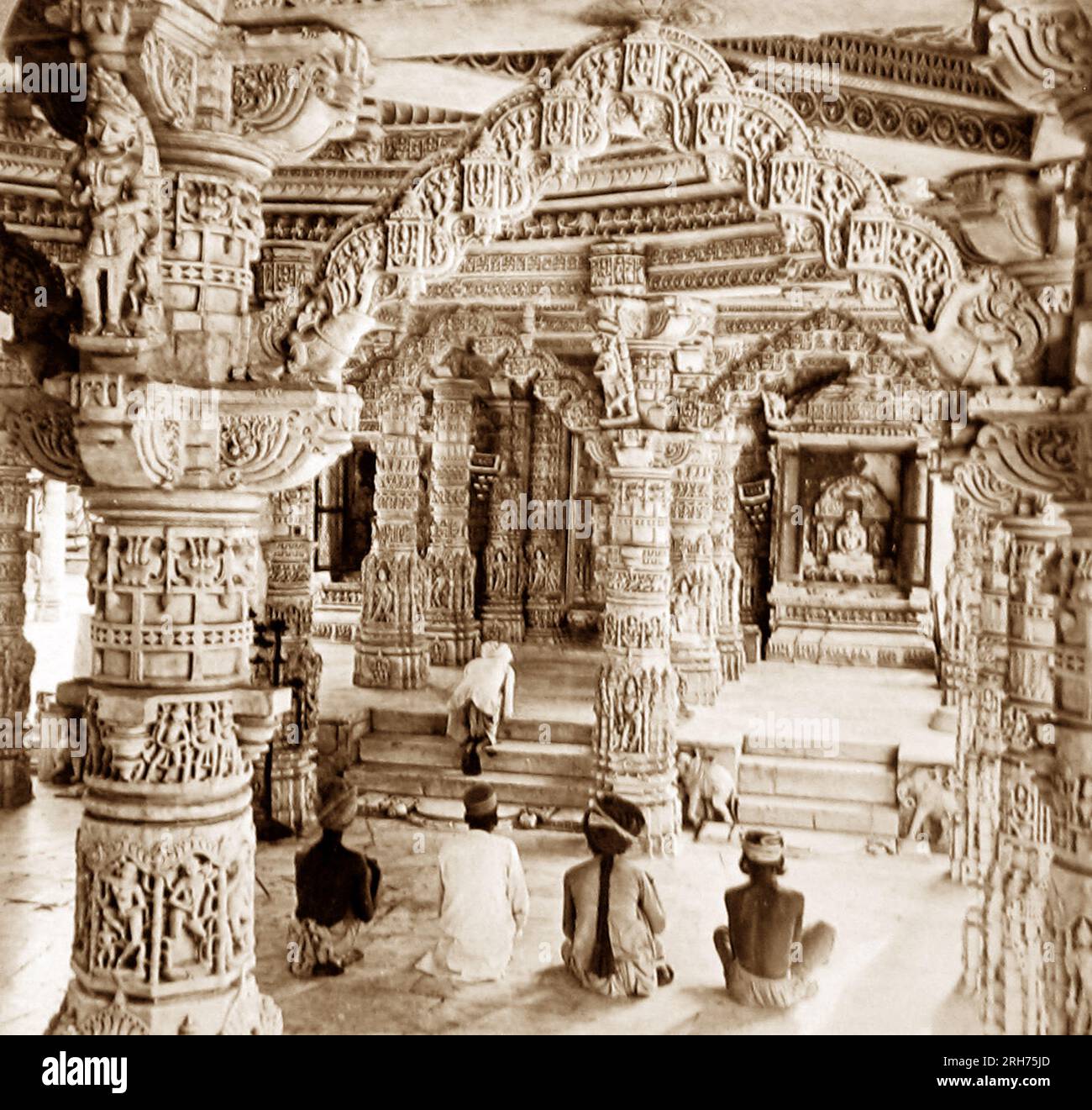 Temple of Vimala Sah, Mount Sabu, India, Victorian period Stock Photo ...