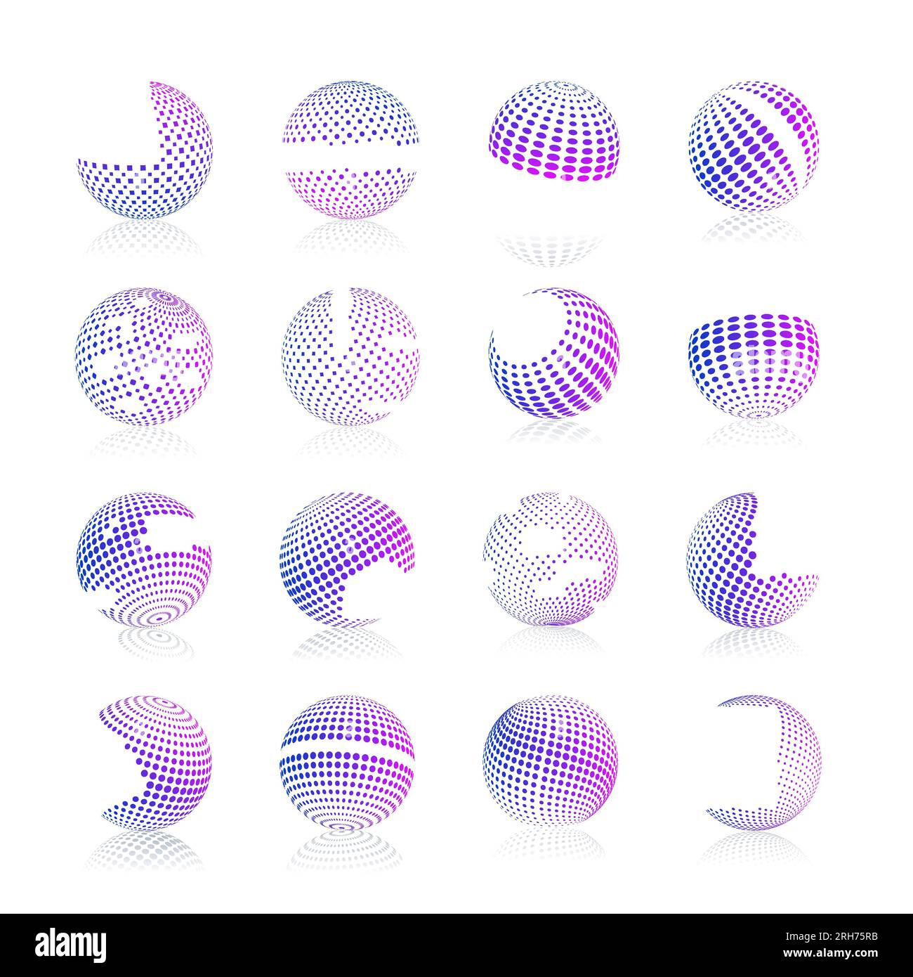 Color gradient sphere with halftone fill and mirror reflection ...