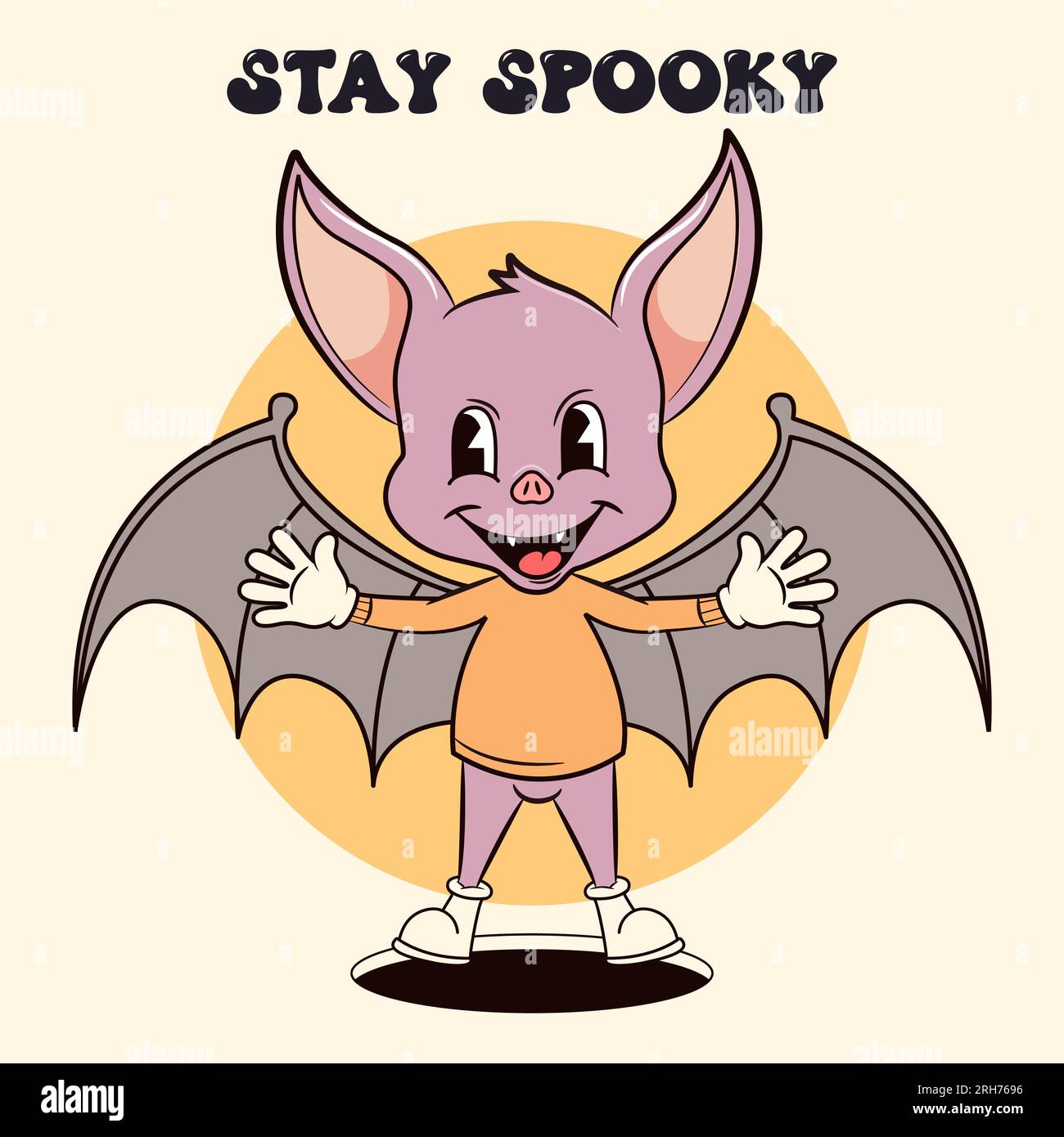 Cute groovy halloween bat. Cartoon illustration Stock Vector Image ...