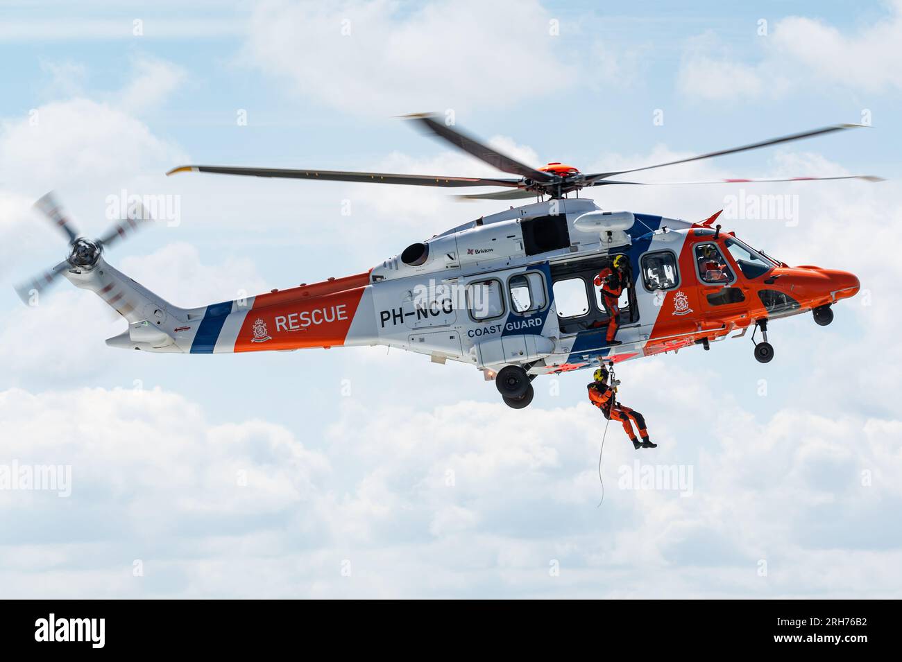 An AgustaWestland AW189 rescue helicopter of the Netherlands Coastguard ...