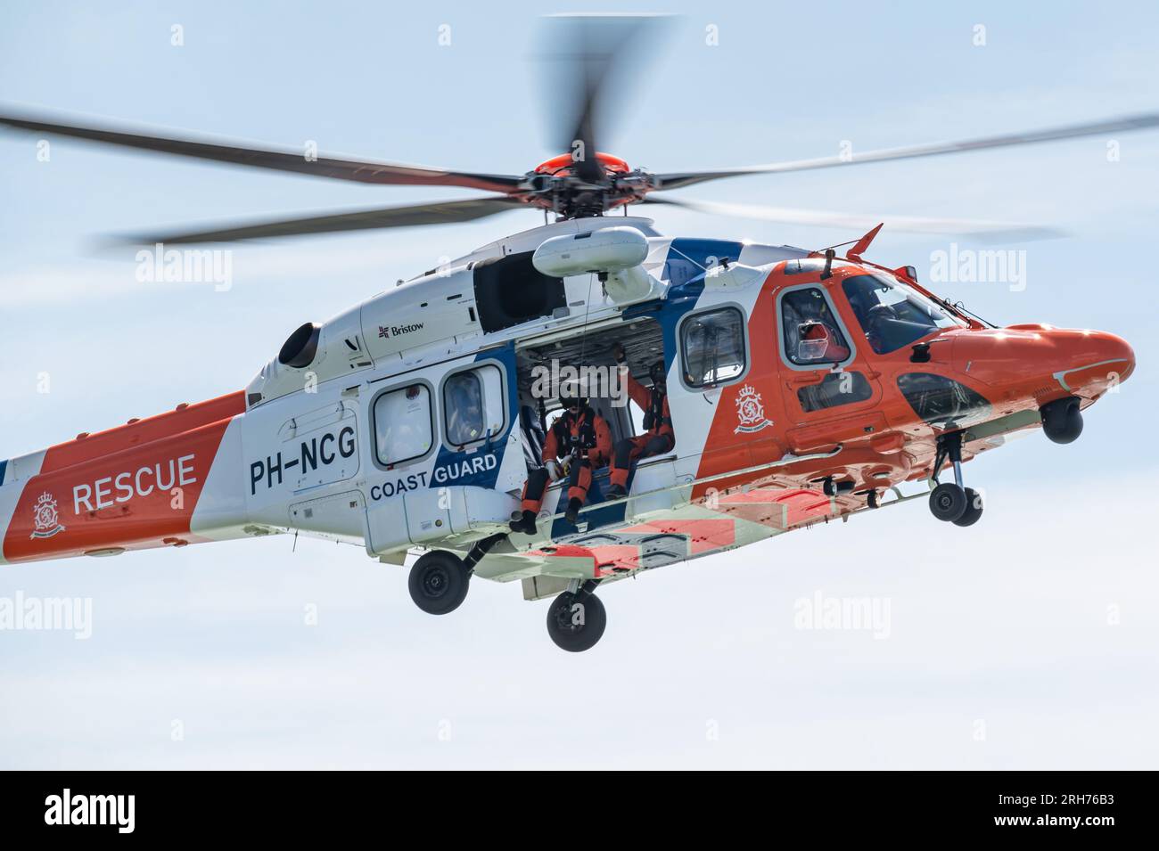 An AgustaWestland AW189 rescue helicopter of the Netherlands Coastguard ...