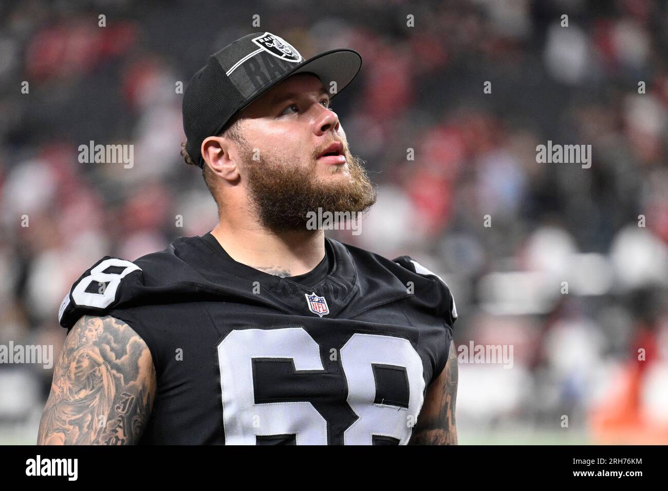 Las Vegas Raiders center Andre James #68 plays during a pre-season NFL ...