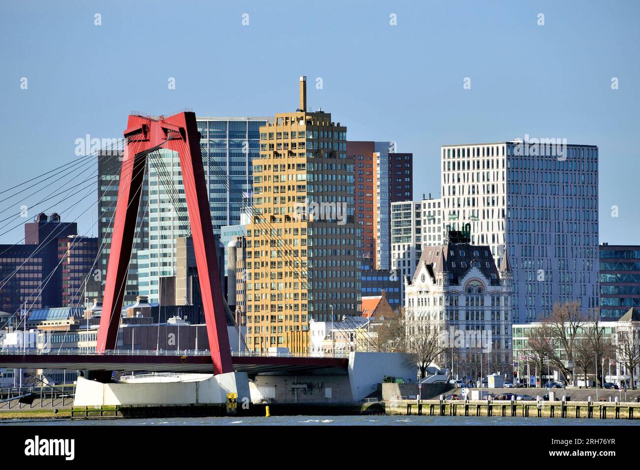 Skyline of Rotterdam with the Willems bridge and the White House The ...