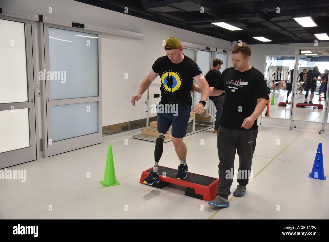 Lviv, Ukraine. 09th Aug, 2023. A Ukrainian military man exercises at ...