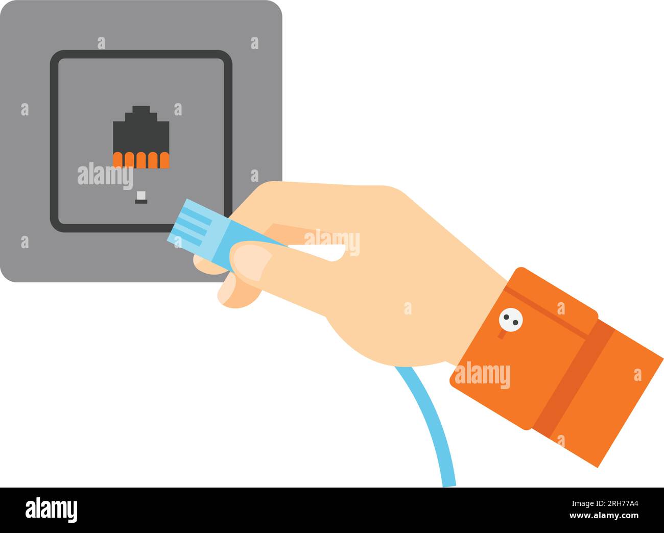Inserting an ethernet connector Stock Vector Images - Alamy