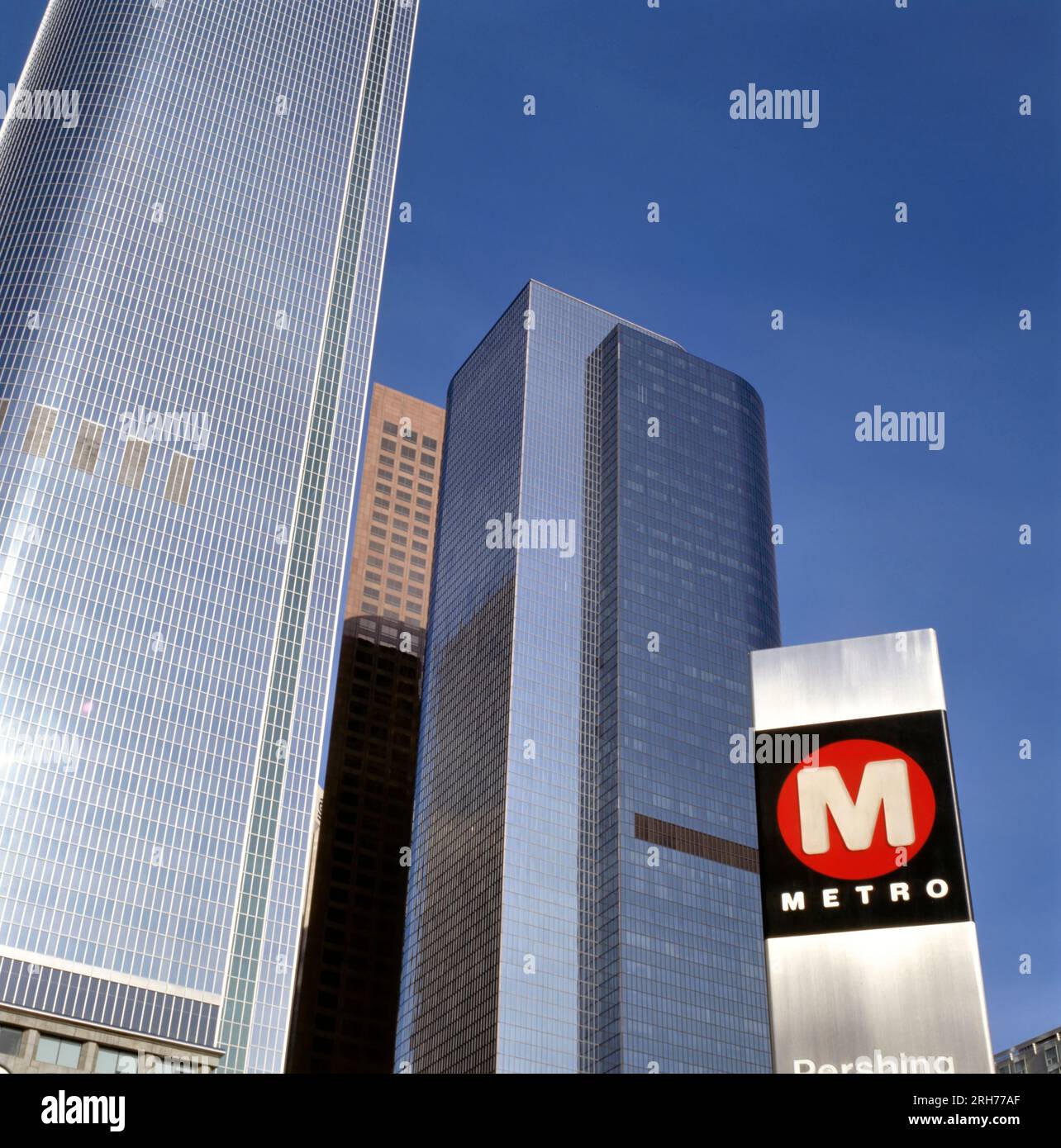 LOS ANGELES, USA-AUGUST 01,2023: Downtown Los Angeles Skyline Pershing ...