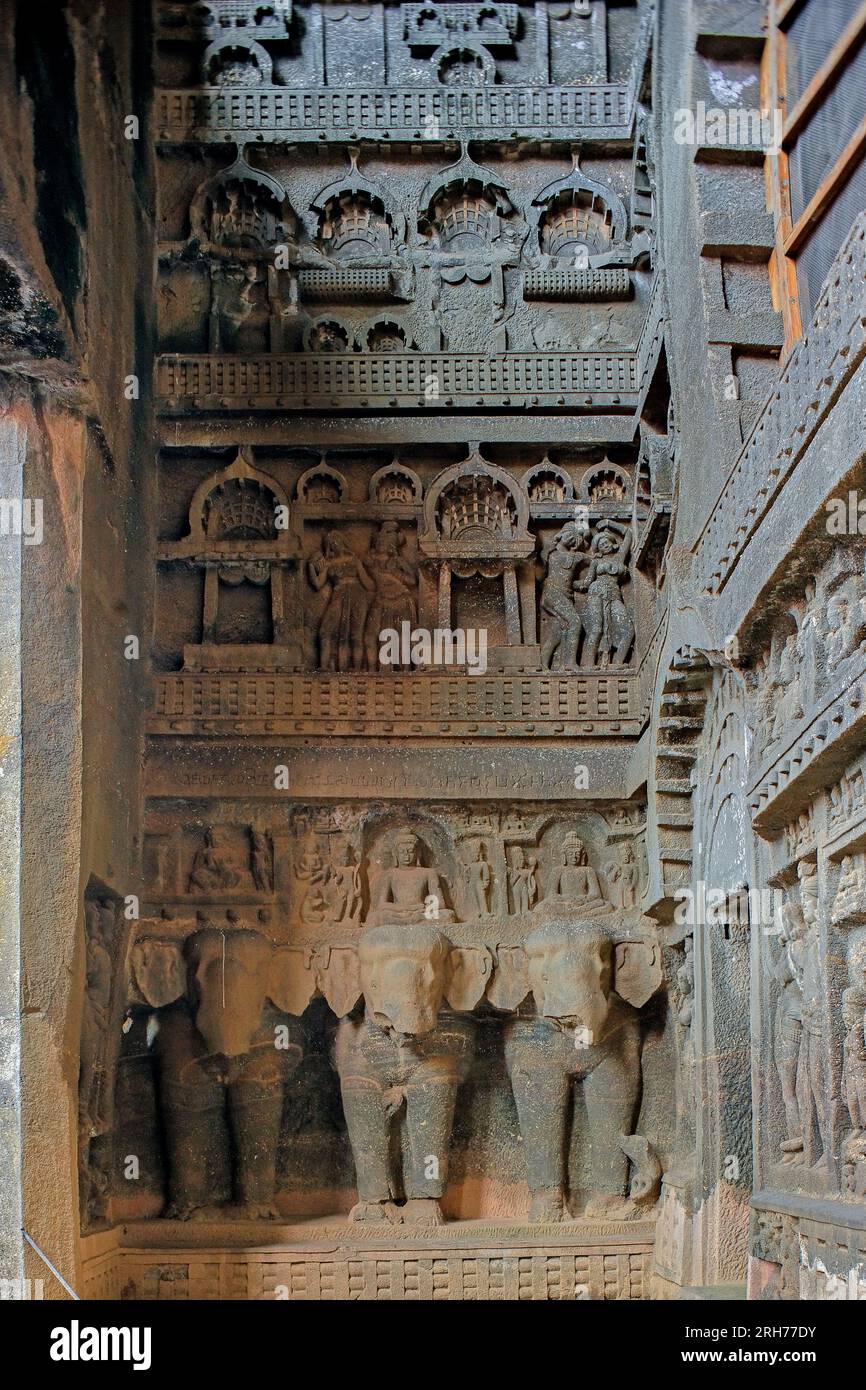 11 11 2008 Ancient Karla Buddhist Caves panel with Mithuna couples; and ...