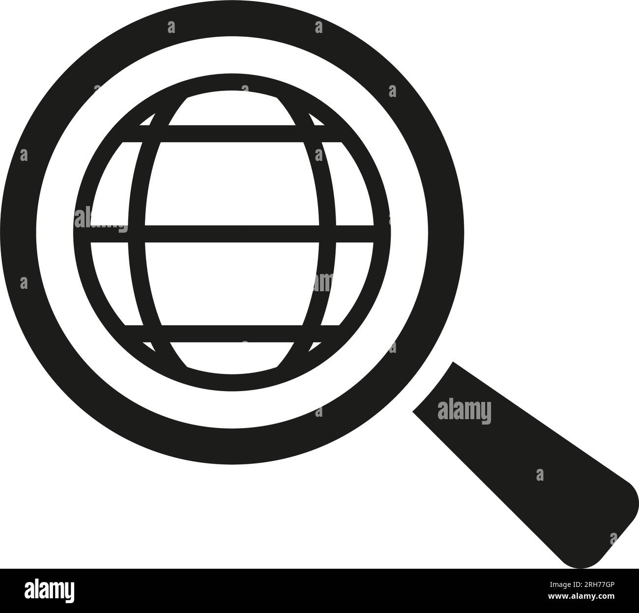 Black magnifying glass globe icon Cut Out Stock Images & Pictures - Alamy