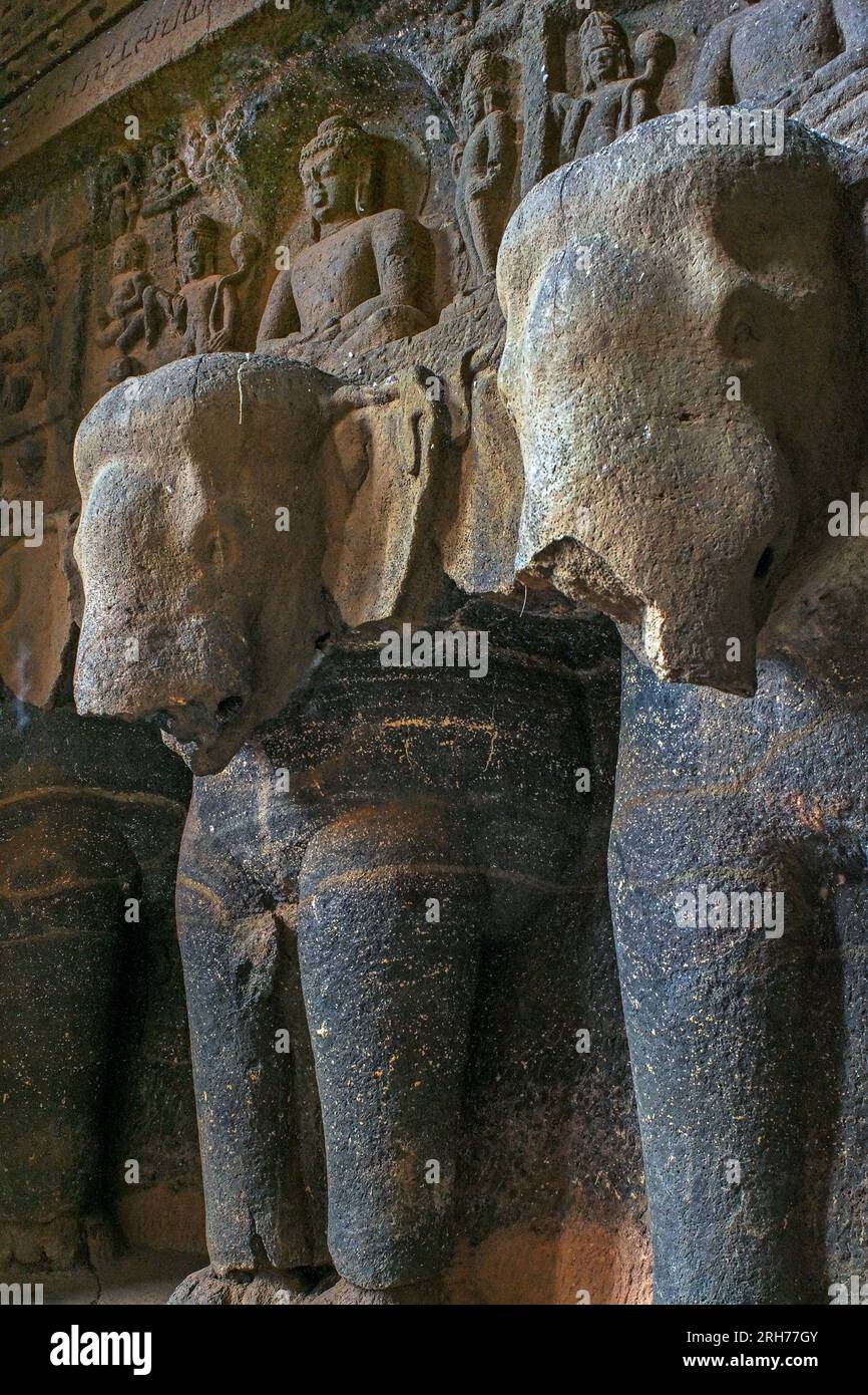 11 11 2008 Ancient Karla Buddhist Caves left panel with Mithuna couples ...