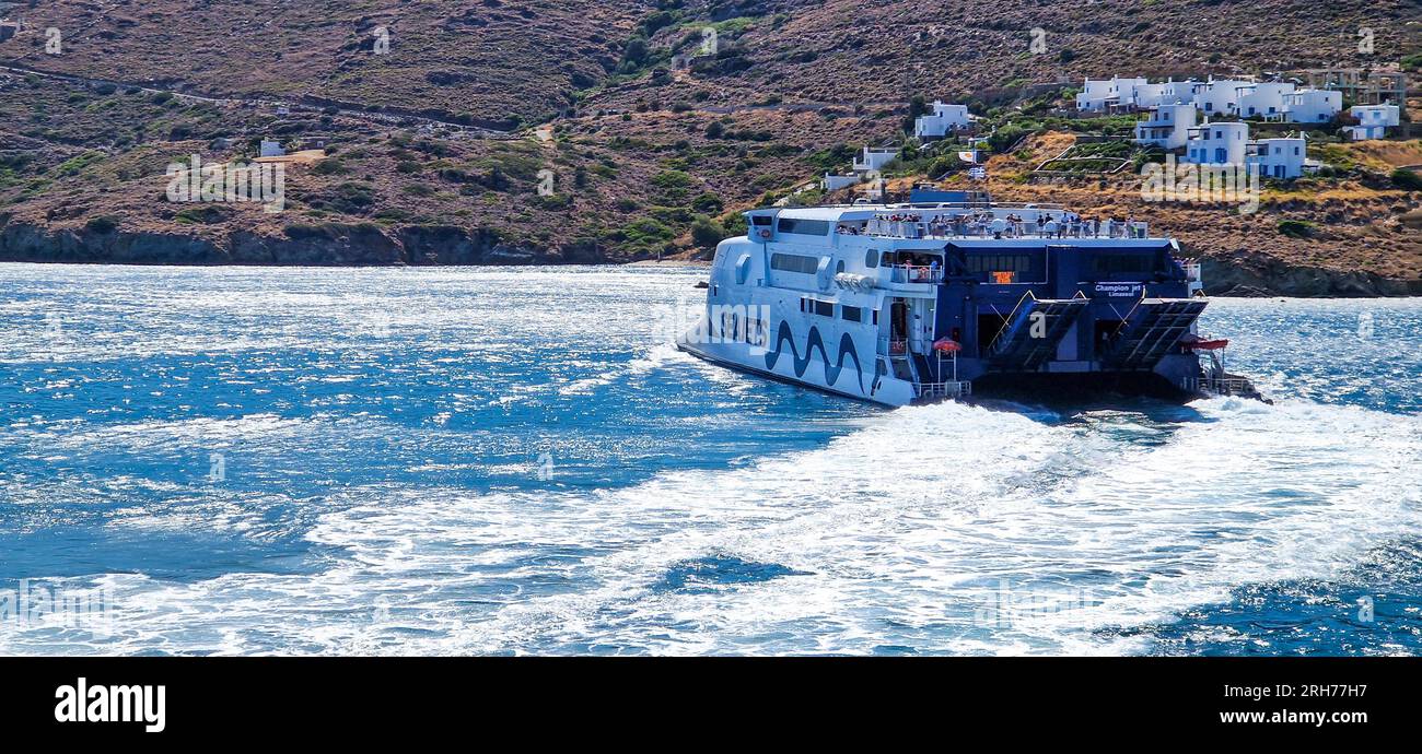 Ferry-boat, Andros island, Greece, Southern Europe Stock Photo - Alamy
