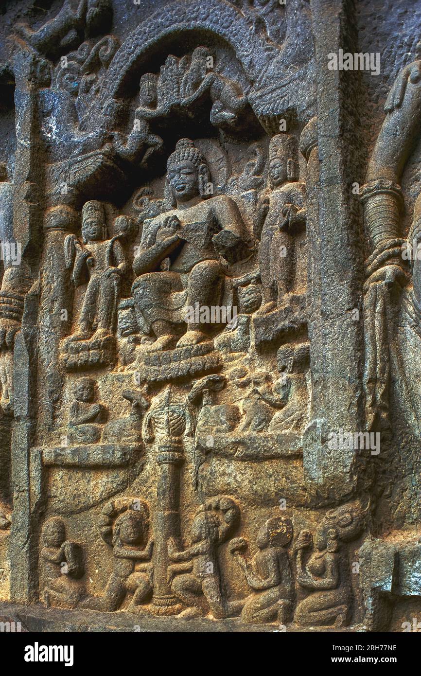 11 11 2008 Ancient Karla Buddhist Caves panel with Mithuna couples; and ...