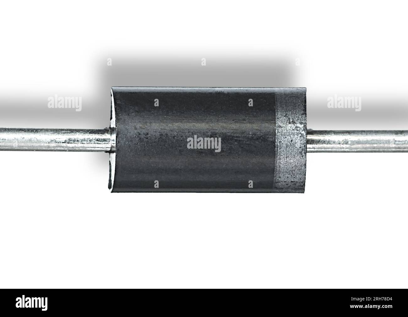 Shadow behind a black diode with wires for connecting to a circuit ...