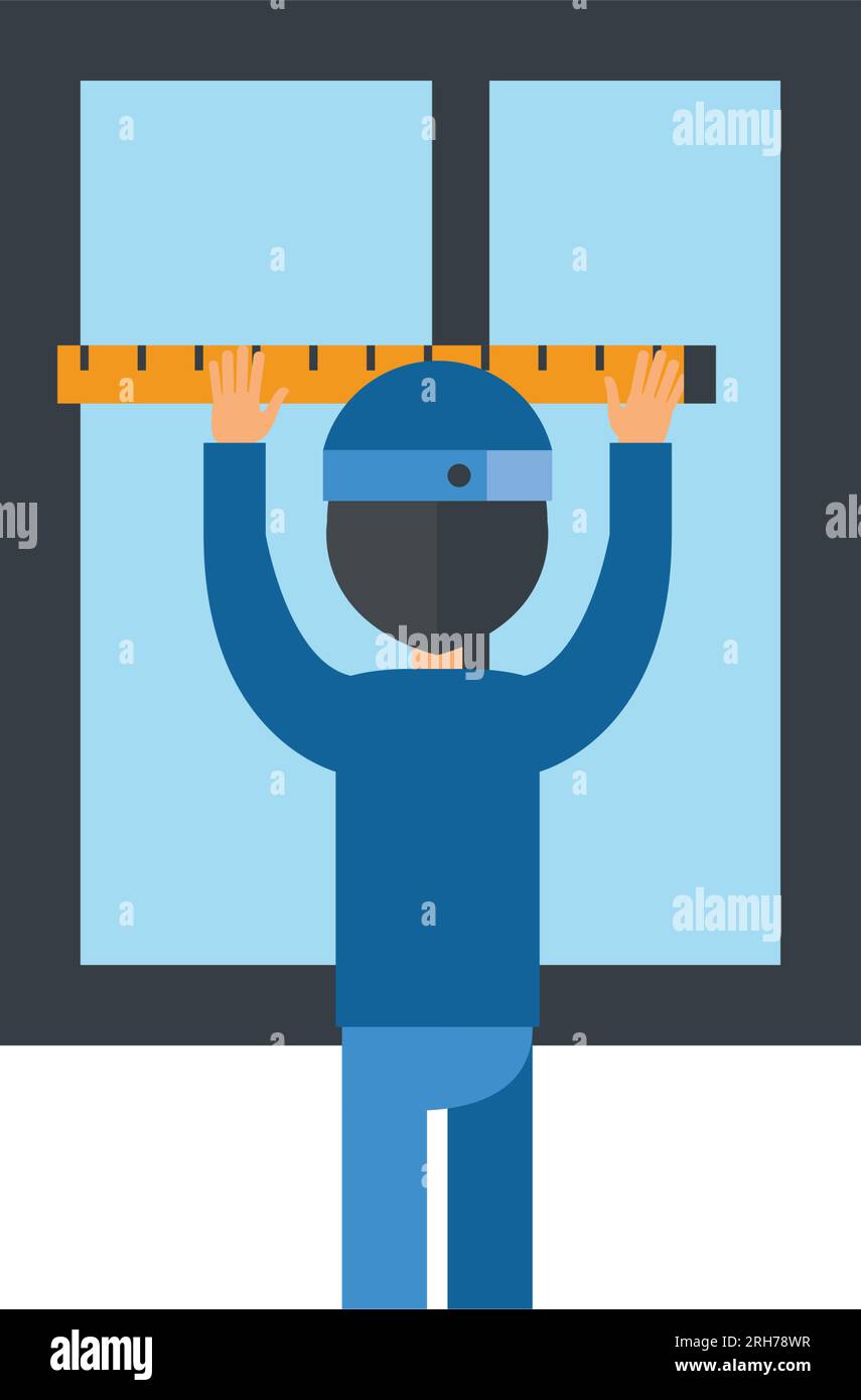 Handyman installing window Stock Vector Images - Alamy