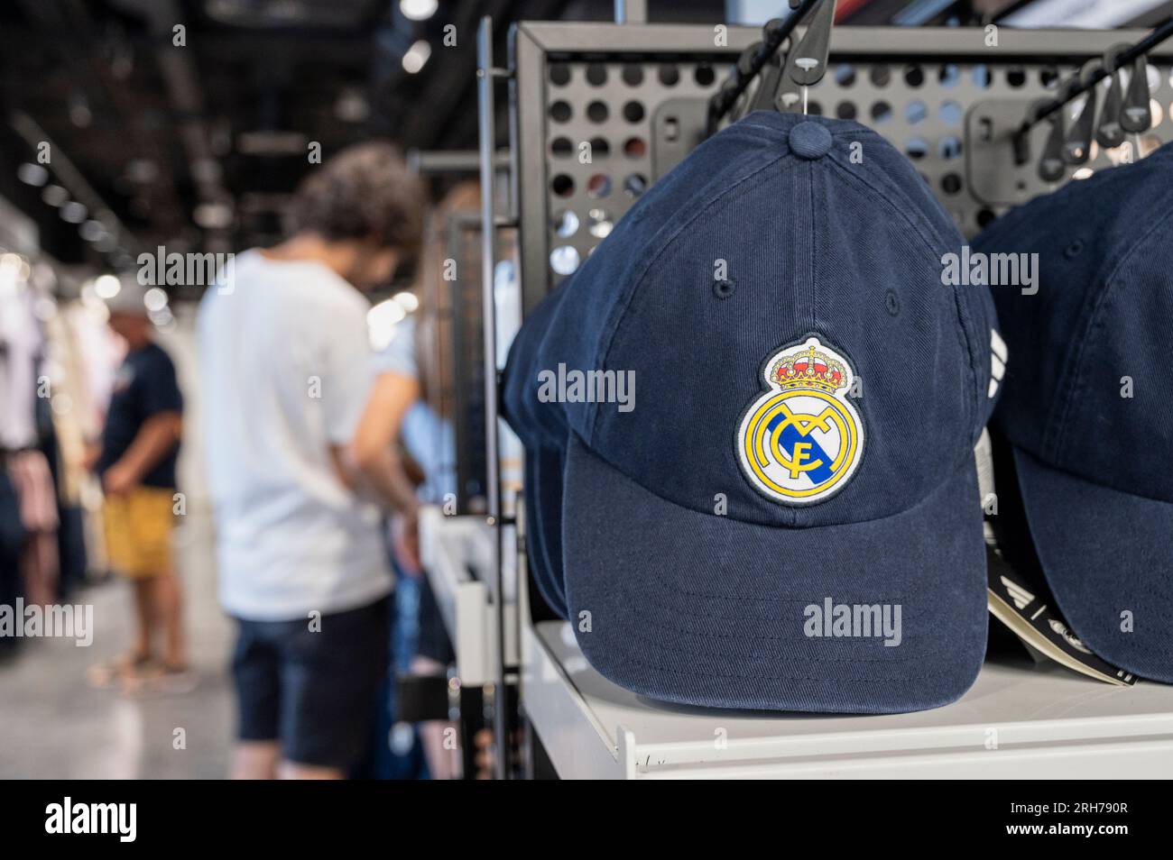Madrid, Spain. 14th Aug, 2023. Real Madrid football team merchandise ...