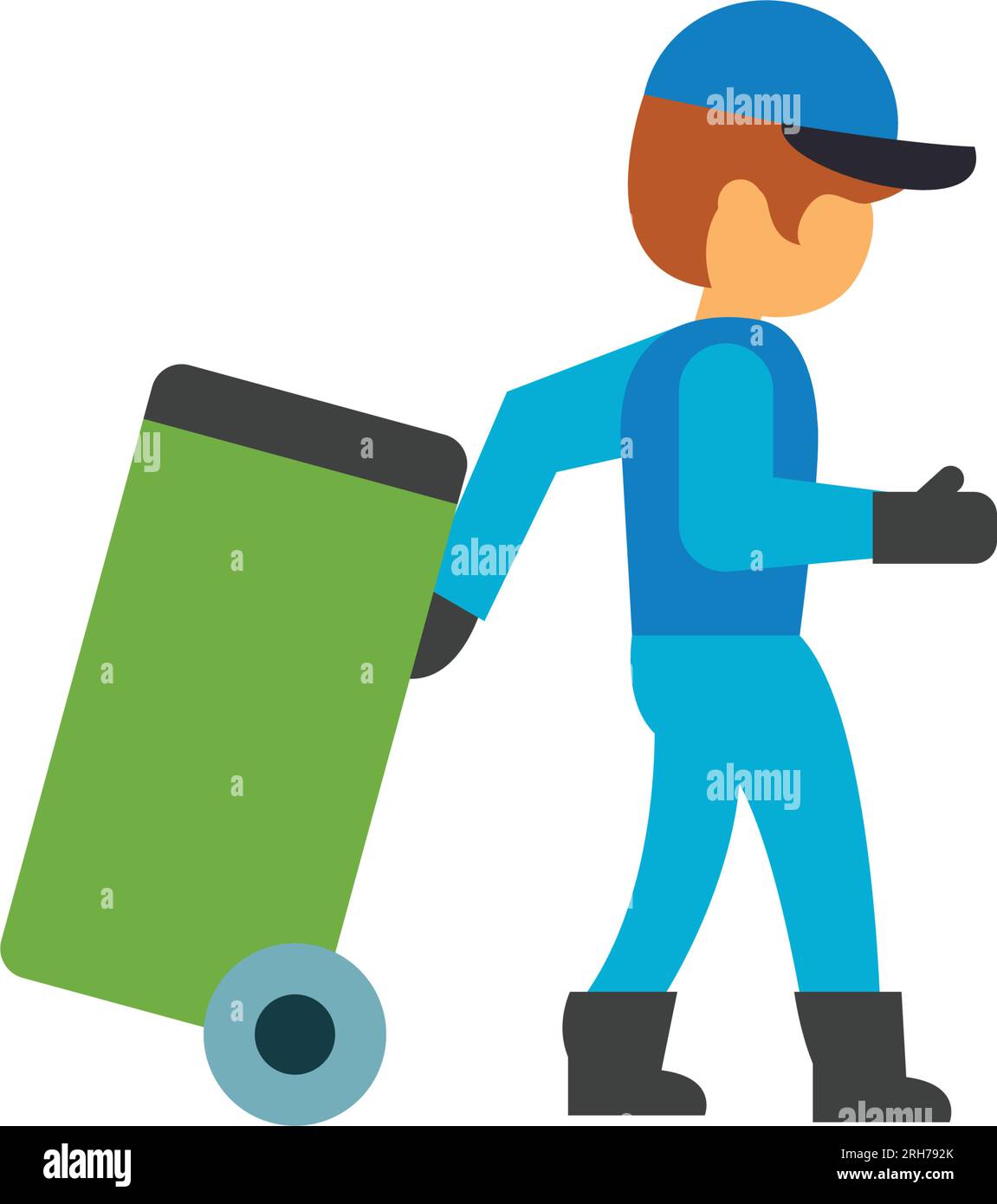 Garbage Collector Carrying Trash Bin Icon Stock Vector Image And Art Alamy