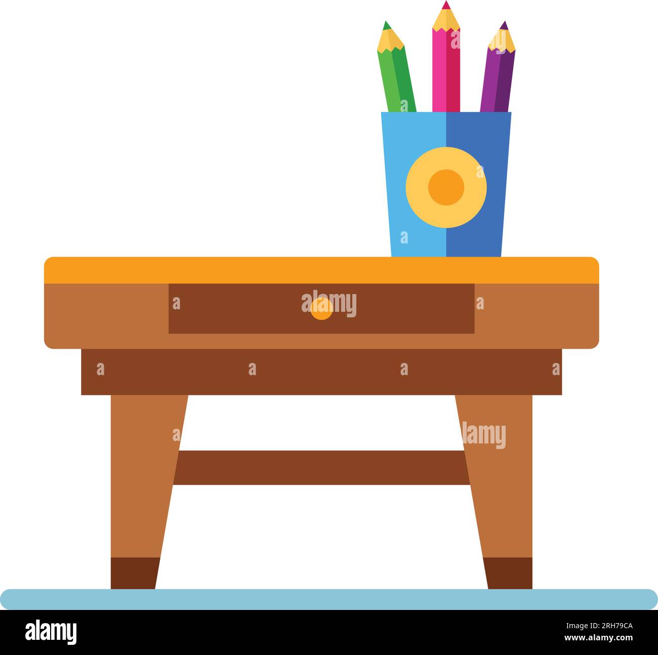 Wooden brown study table Stock Vector Images - Alamy