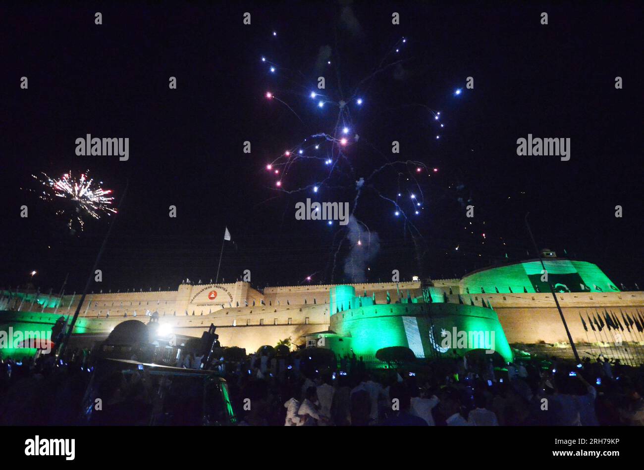 Peshawar, Peshawar, Pakistan. 14th Aug, 2023. Fireworks light the sky ...