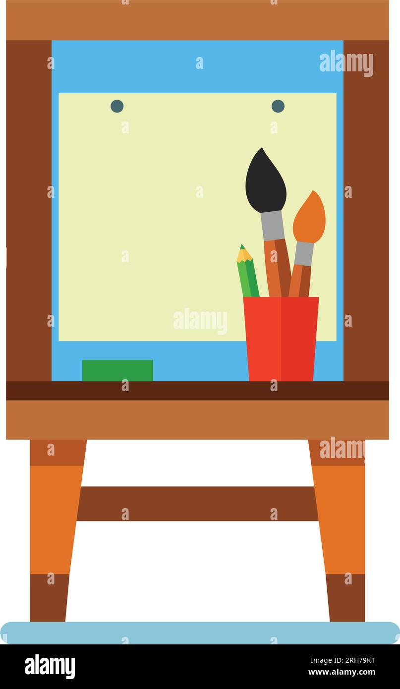 Pad box with paper and brushes vector icon Stock Vector Image & Art - Alamy