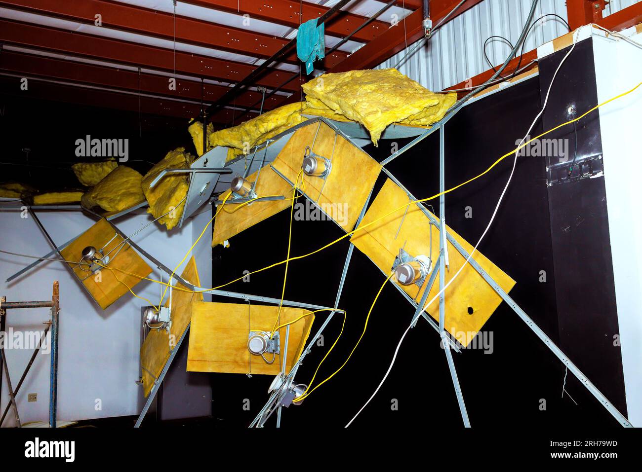 Dismantling of old ceiling is necessary for interior building complex ...