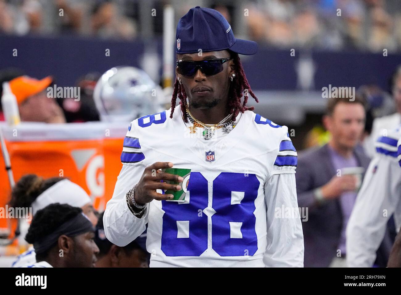 Dallas Cowboys wide receiver CeeDee Lamb stands on the sideline during ...