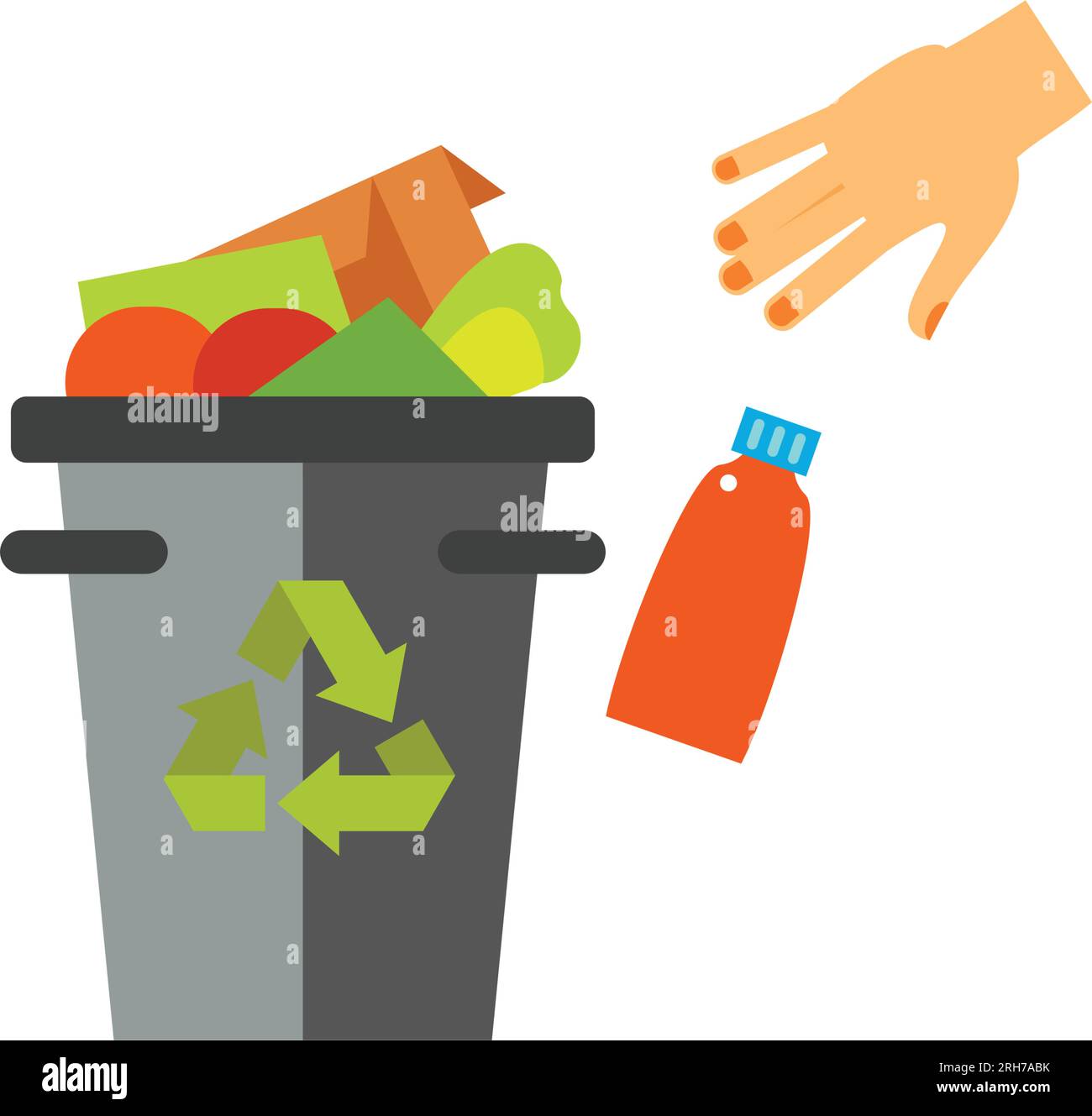 Hand throwing garbage into bin icon Stock Vector Image & Art - Alamy