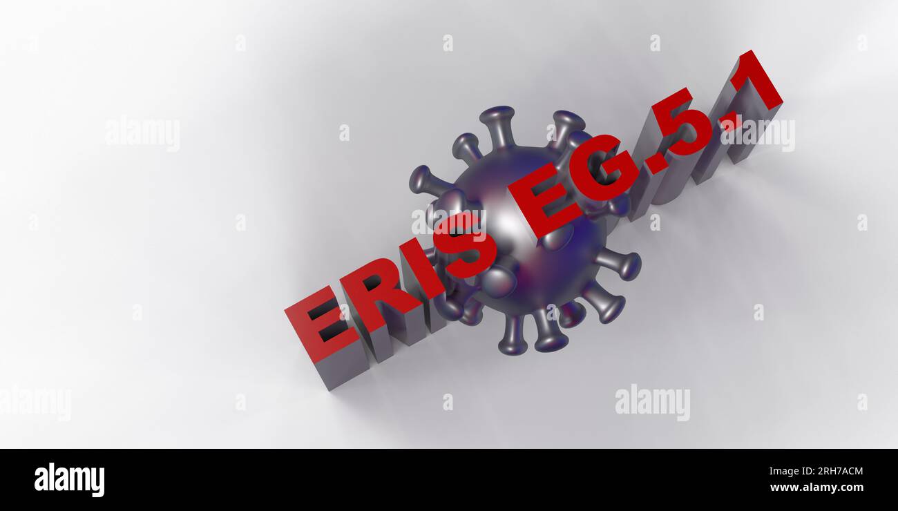 Covid "ERIS EG.5.1" new subvariant of SARS-CoV-2 coronavirus in red ...