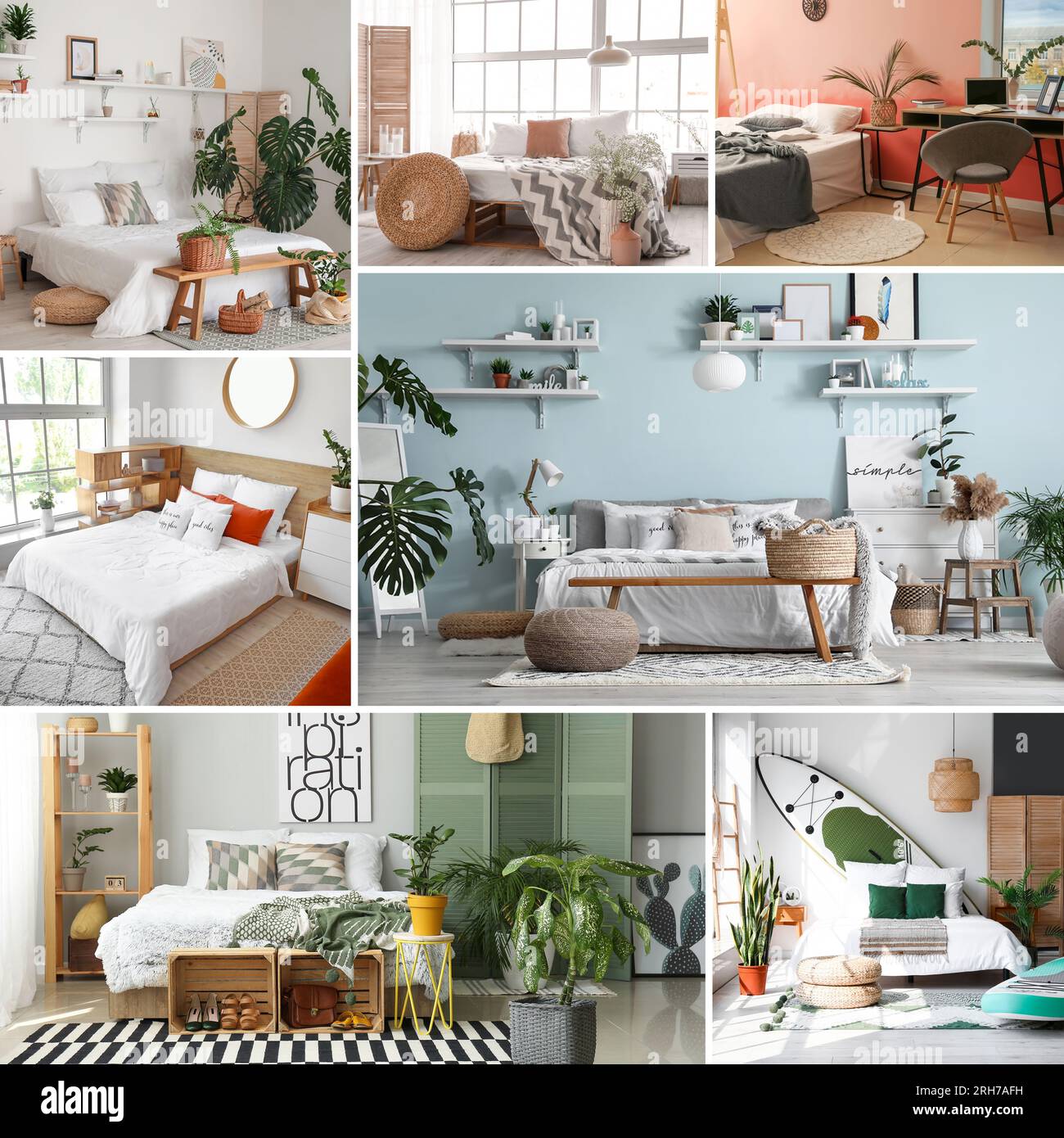 Collage of trendy bedroom interiors Stock Photo - Alamy