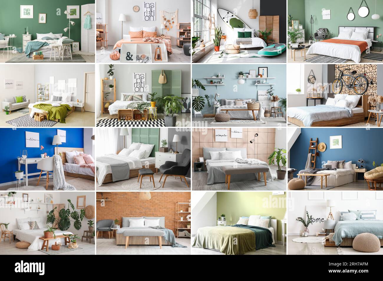 Collage of modern bedroom interiors Stock Photo - Alamy