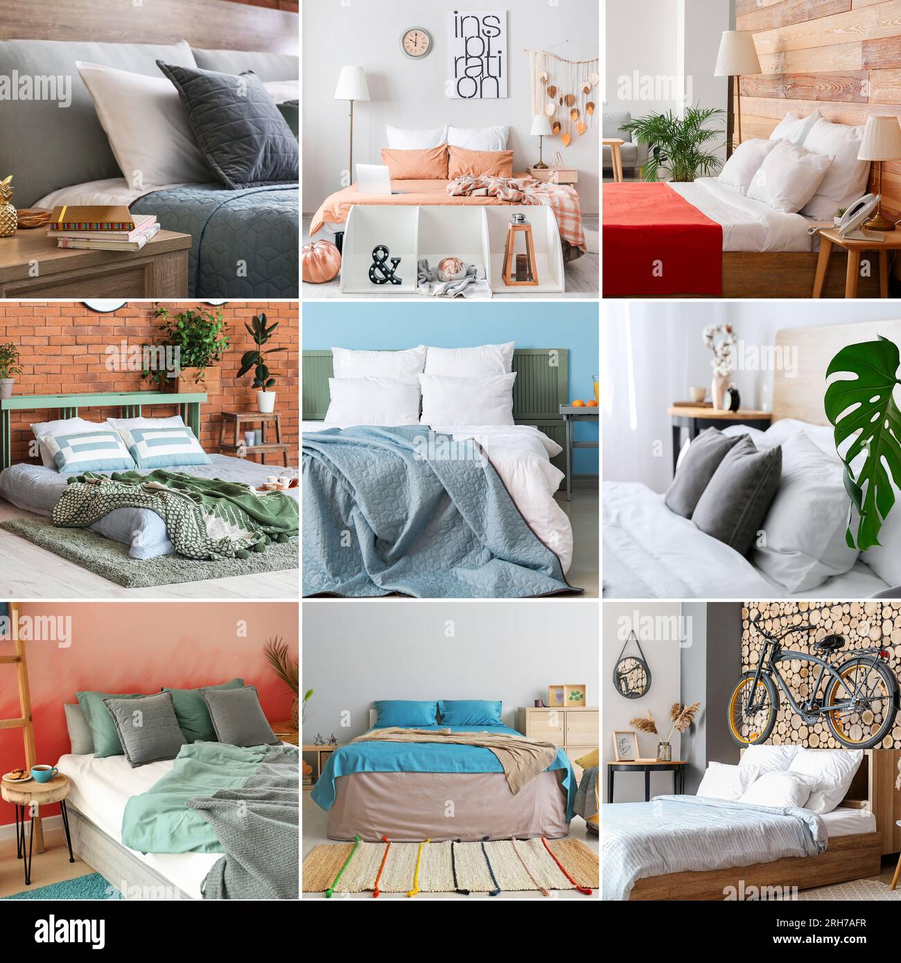 Collage of beautiful bedroom interiors Stock Photo - Alamy