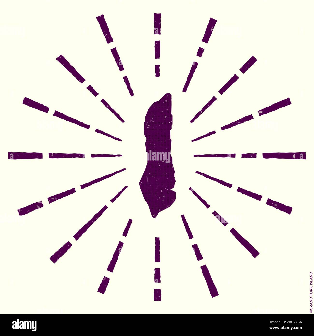 Grand Turk Island logo. Grunge sunburst poster with border map. Shape ...