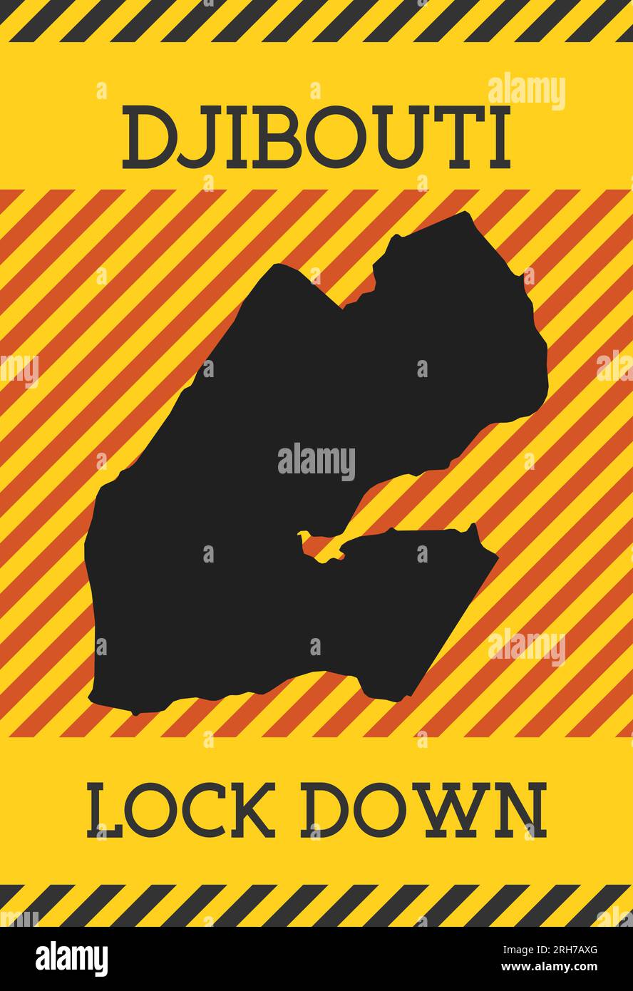 Djibouti lock down sign. Yellow country pandemic danger icon. Vector ...