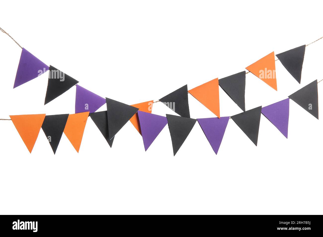 Garlands made of paper flags for Halloween celebration on white ...
