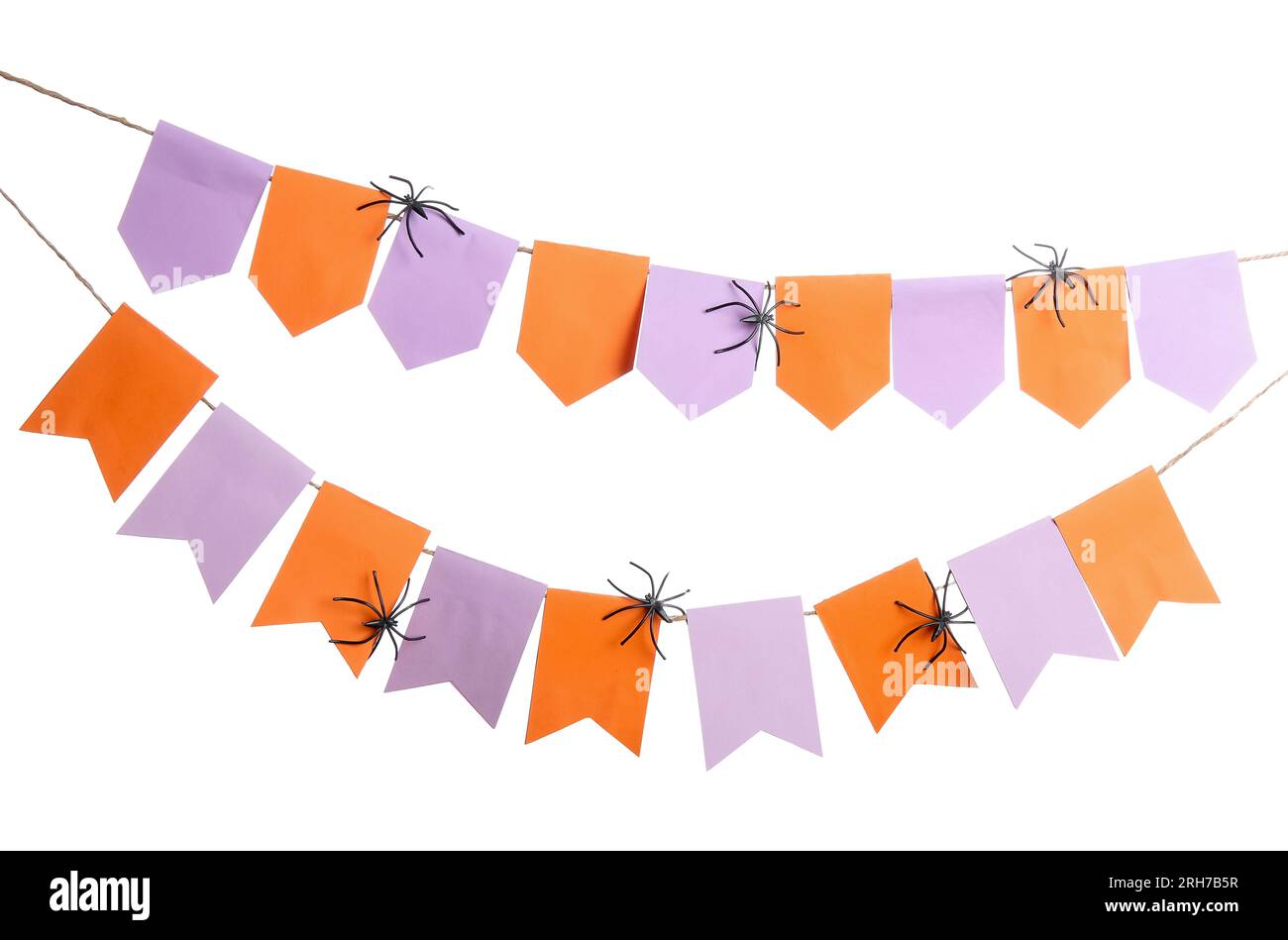 Garlands made of paper flags and spiders for Halloween celebration on ...