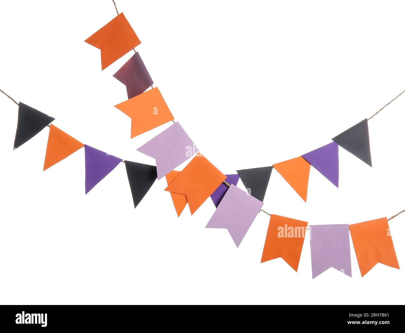 Garlands made of paper flags for Halloween celebration on white ...