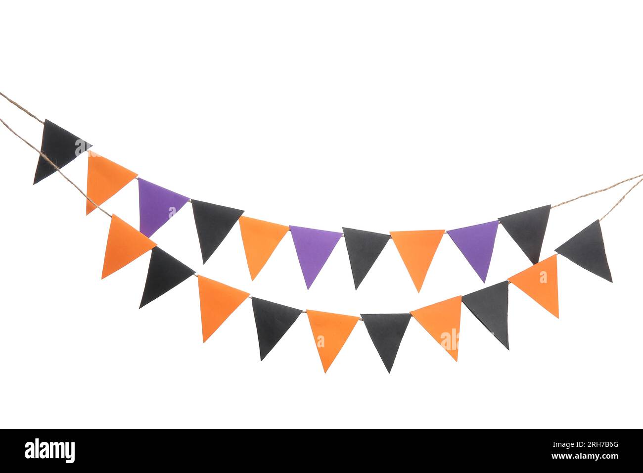 Garlands made of paper flags for Halloween celebration on white ...