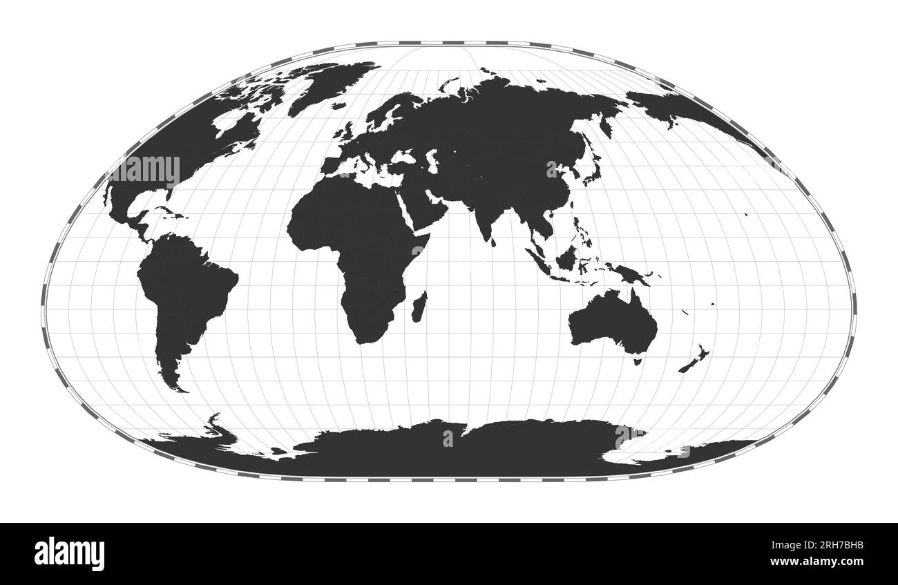 Vector world map. Loximuthal projection. Plain world geographical map ...