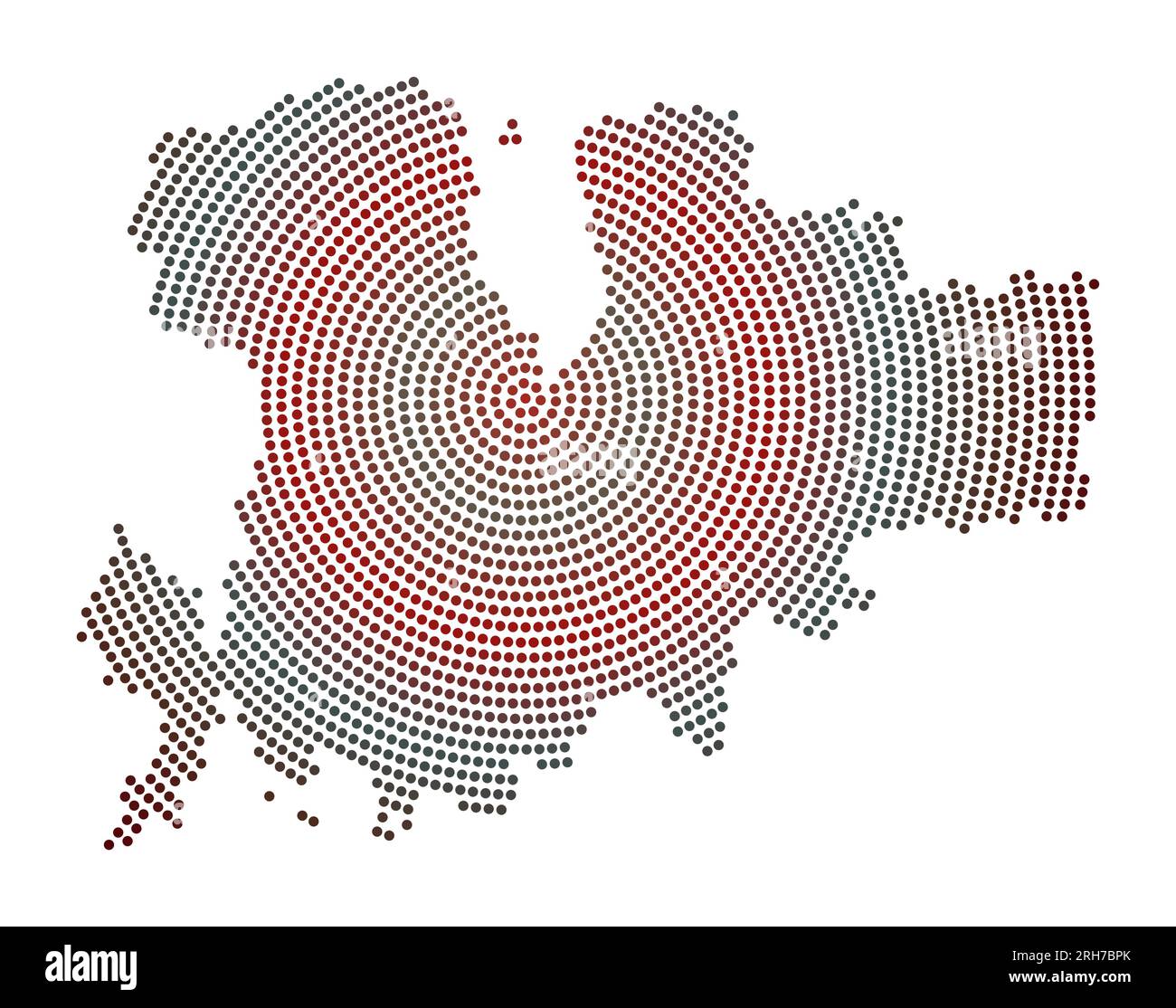 Mykonos dotted map. Digital style shape of Mykonos. Tech icon of the island with gradiented dots ...