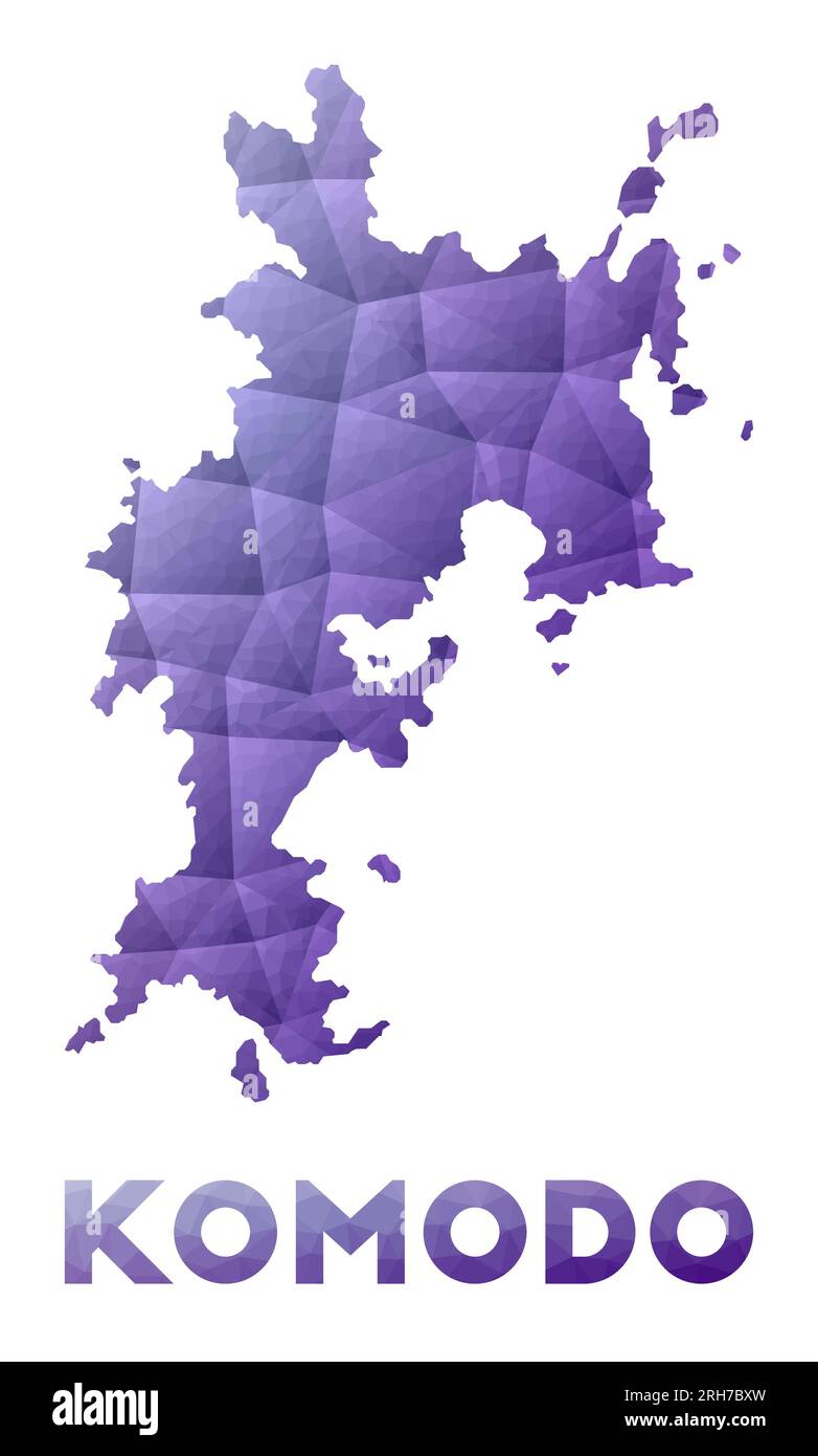 Map of Komodo. Low poly illustration of the island. Purple geometric ...