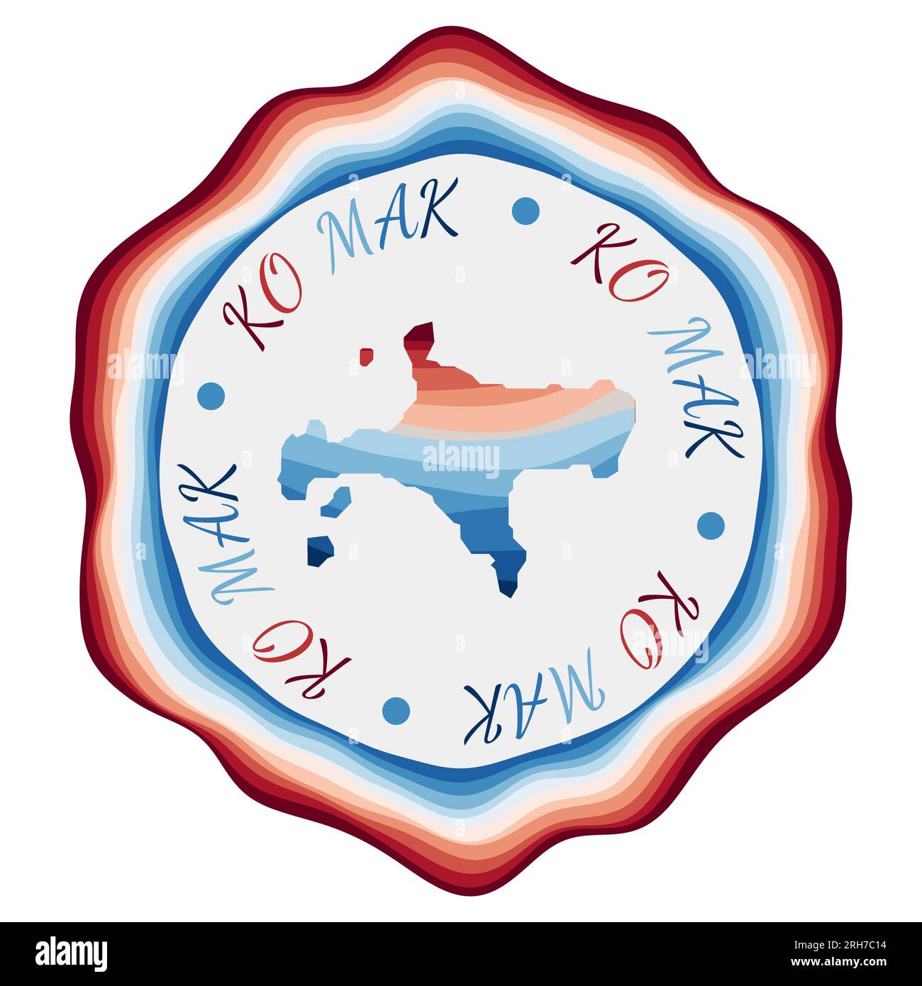 Ko Mak badge. Map of the island with beautiful geometric waves and ...