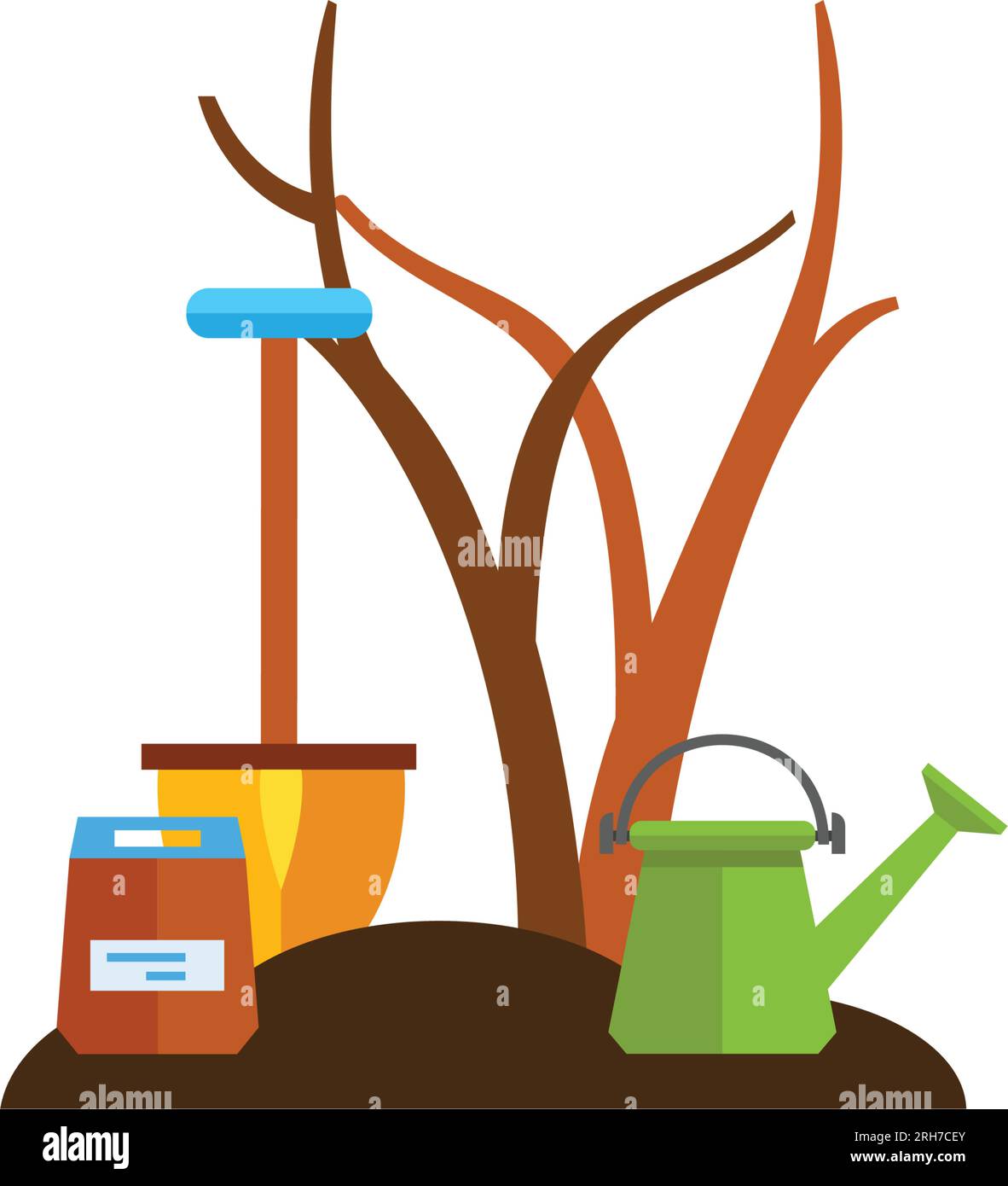 Seedling fruit tree shovel Stock Vector Images - Alamy