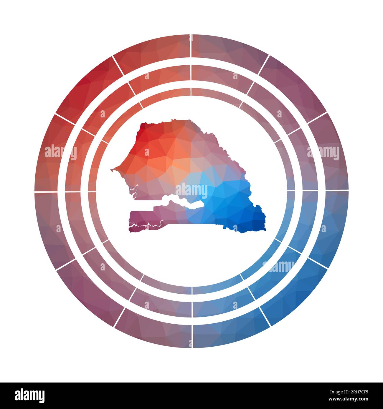 Senegal badge. Bright gradient logo of country in low poly style ...