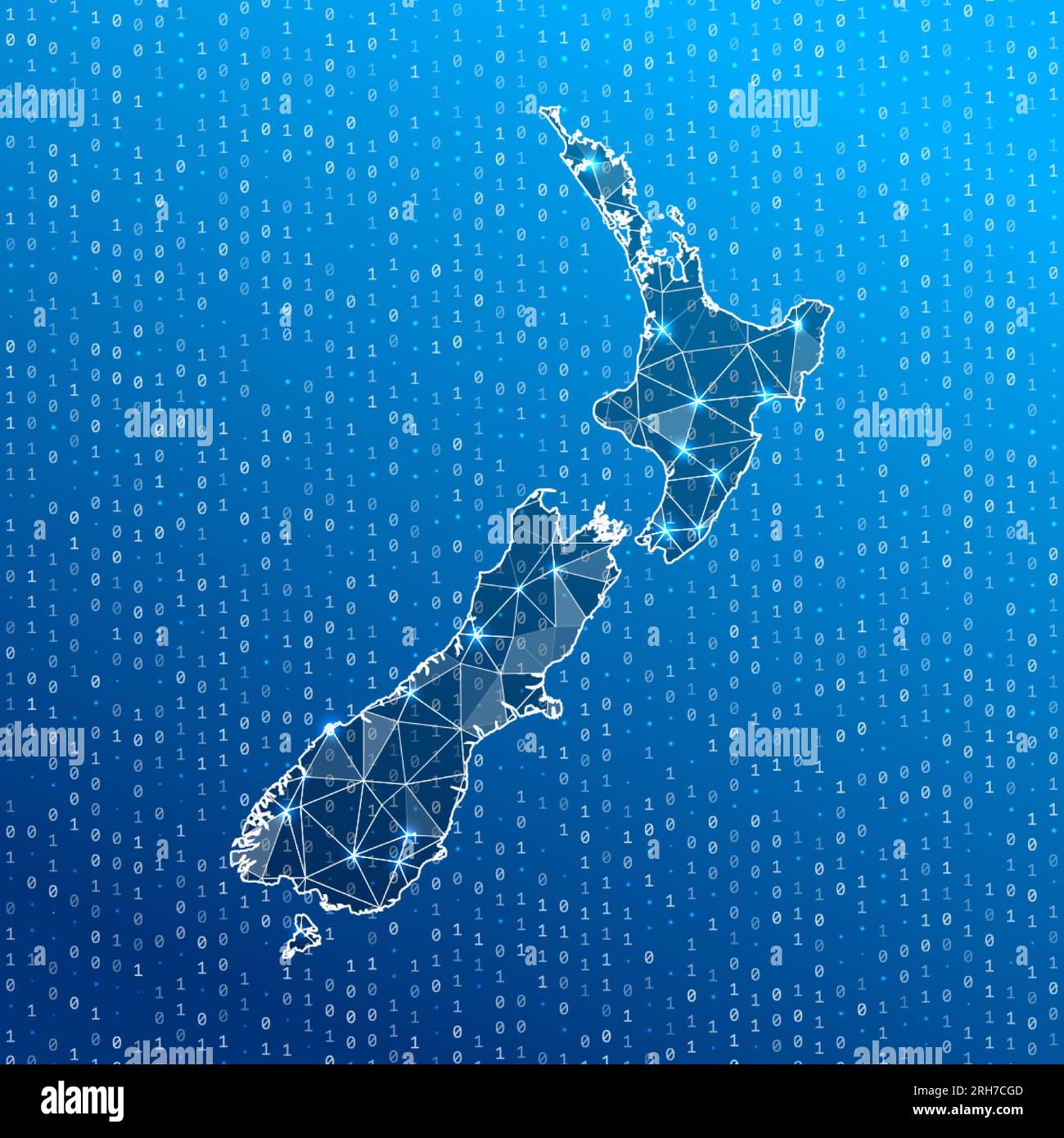 Network map of New Zealand. Country digital connections map. Technology ...