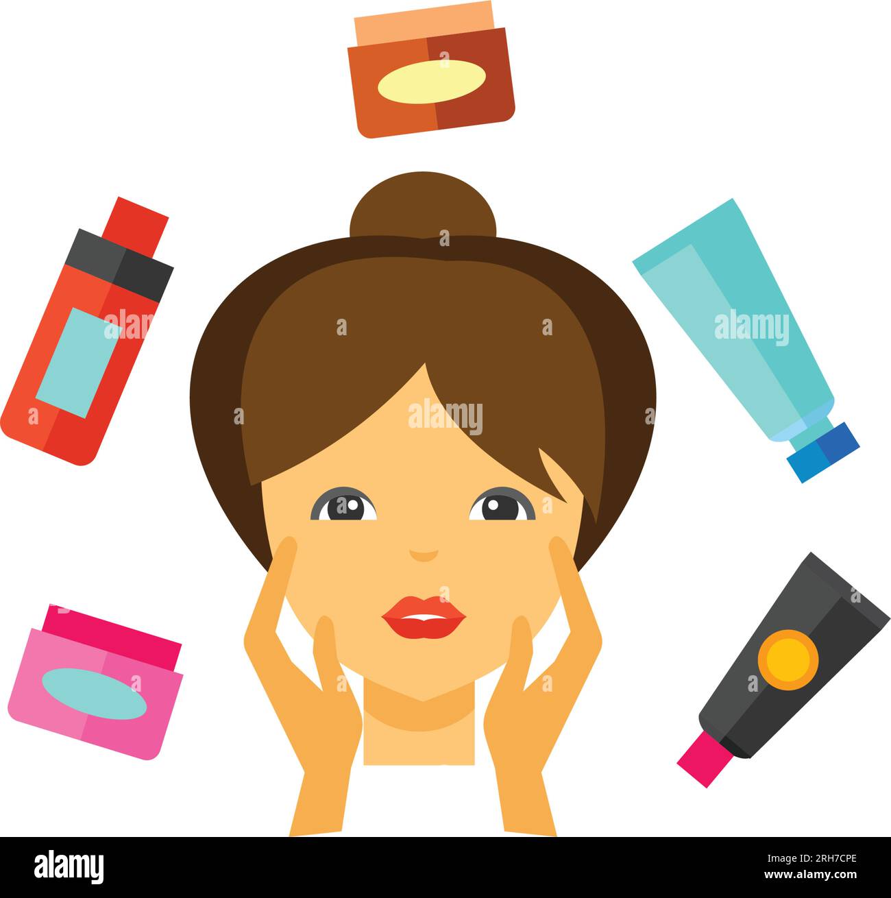 Woman skincare touching face Stock Vector Images - Alamy Woman skincare touching face Stock Vector Images - Alamy