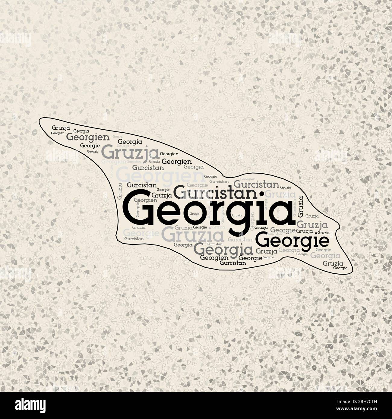 Georgia shape with country names word cloud in multiple languages ...