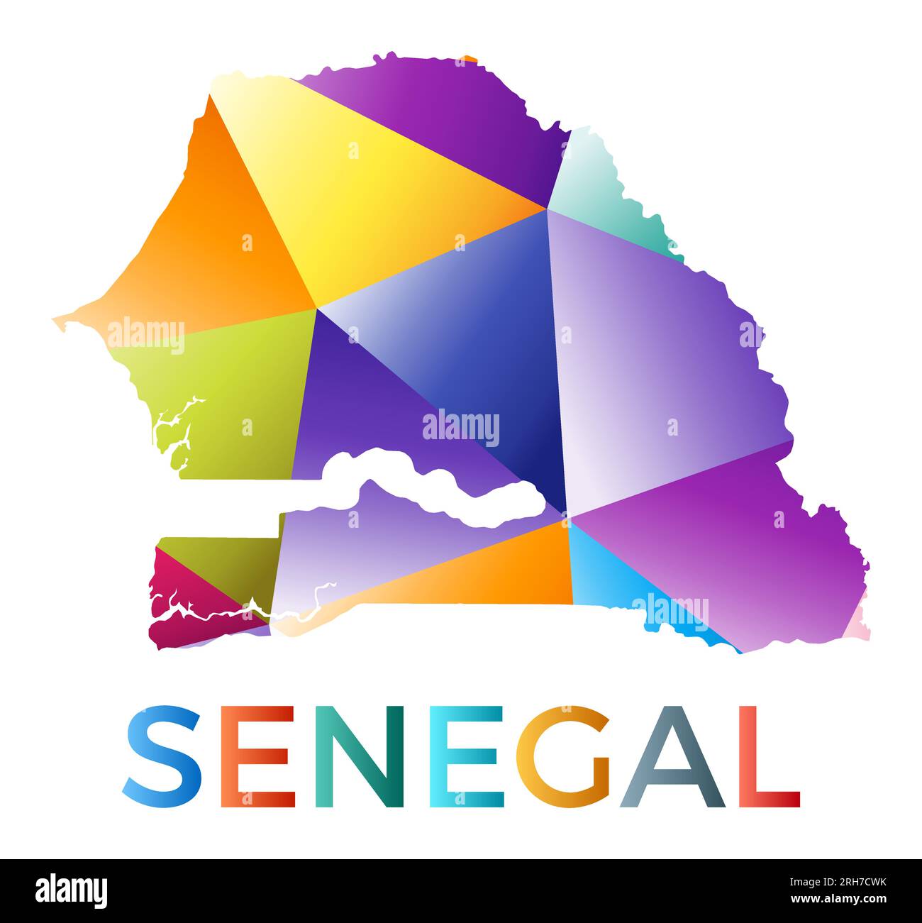 Bright Colored Senegal Shape Multicolor Geometric Style Country Logo