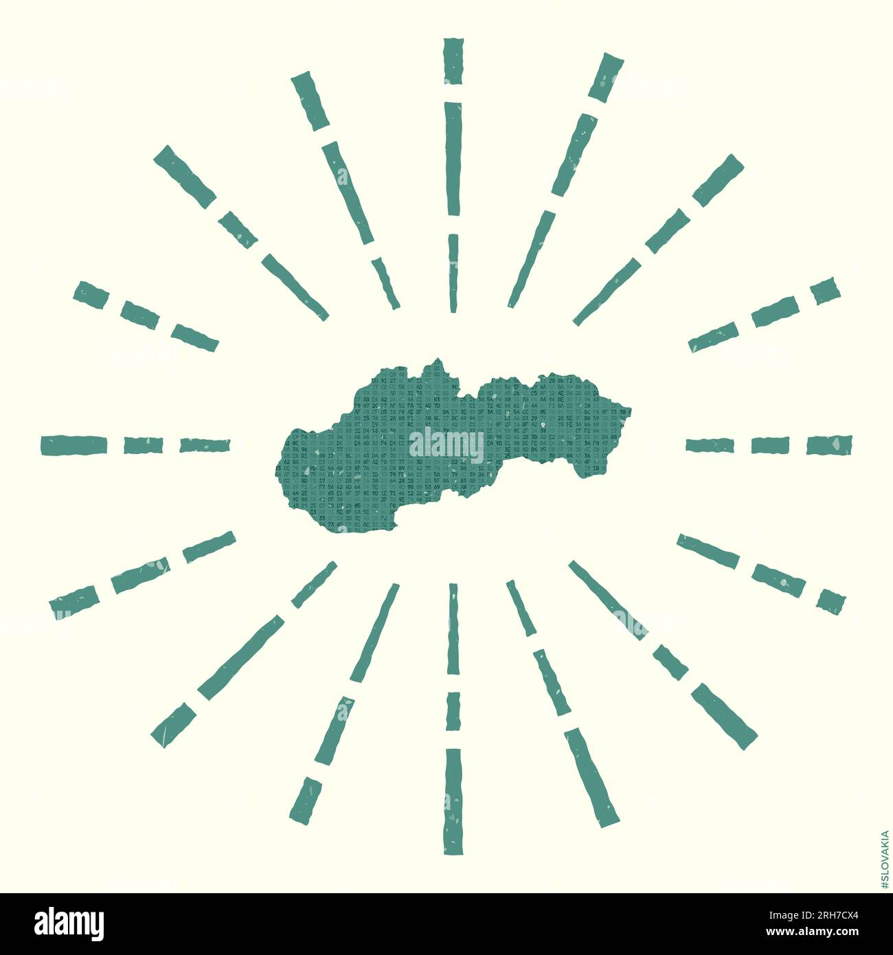 Slovakia Logo. Grunge sunburst poster with map of the country. Shape of ...