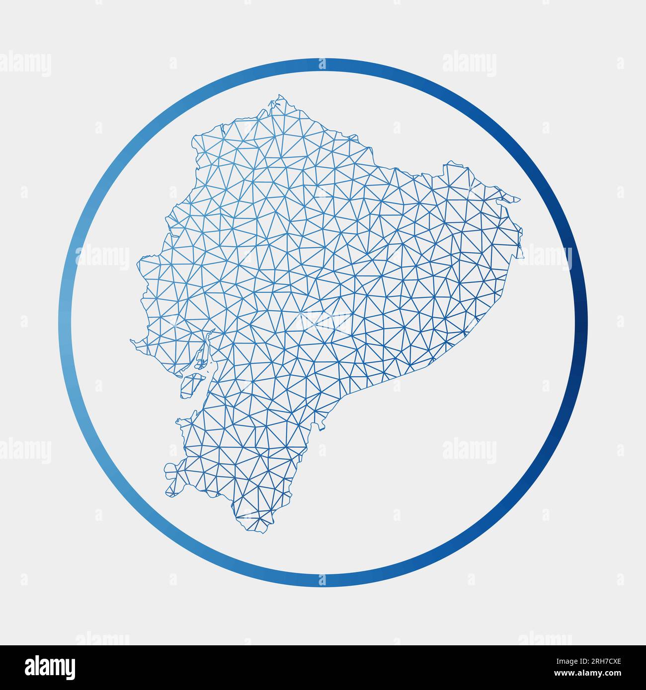 Ecuador icon. Network map of the country. Round Ecuador sign with ...